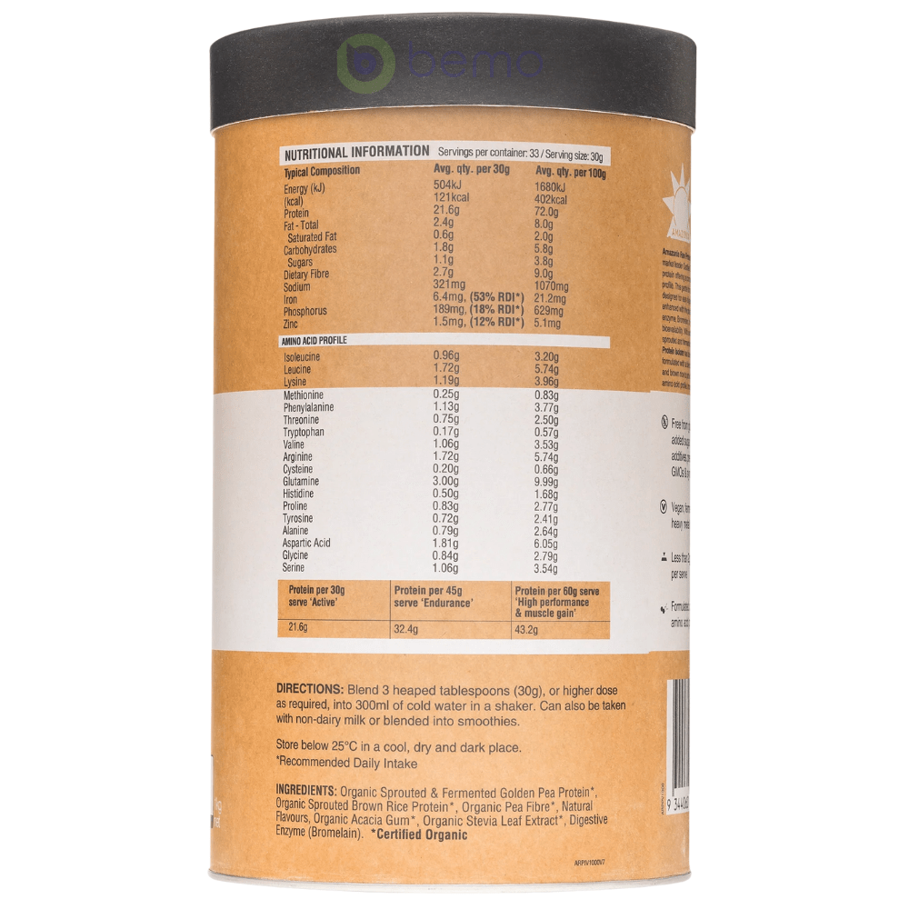 Amazonia Raw, Raw Protein Isolate, Vanilla, 1kg | bemo