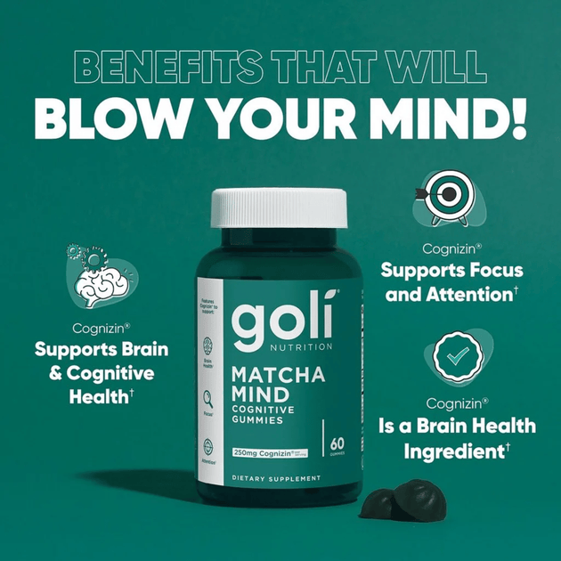 Goli Nutrition, Matcha Mind Cognitive Gummies, 60 Gummies | bemo