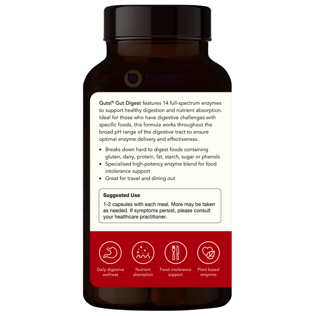 Gutsi, Gut Digest, Digestive Enzymes, 60 Vege Capsules | bemo