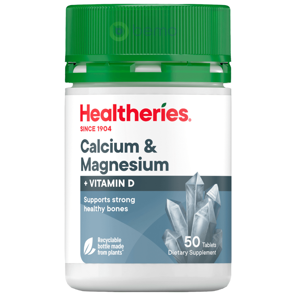 Healtheries, Calcium & Magnesium, + Vitamin D, 50 Tablets | bemo