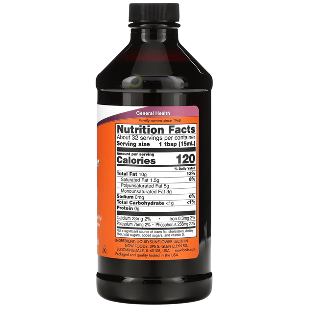 Now Foods, Sunflower Liquid Lecithin, 473ml | bemo