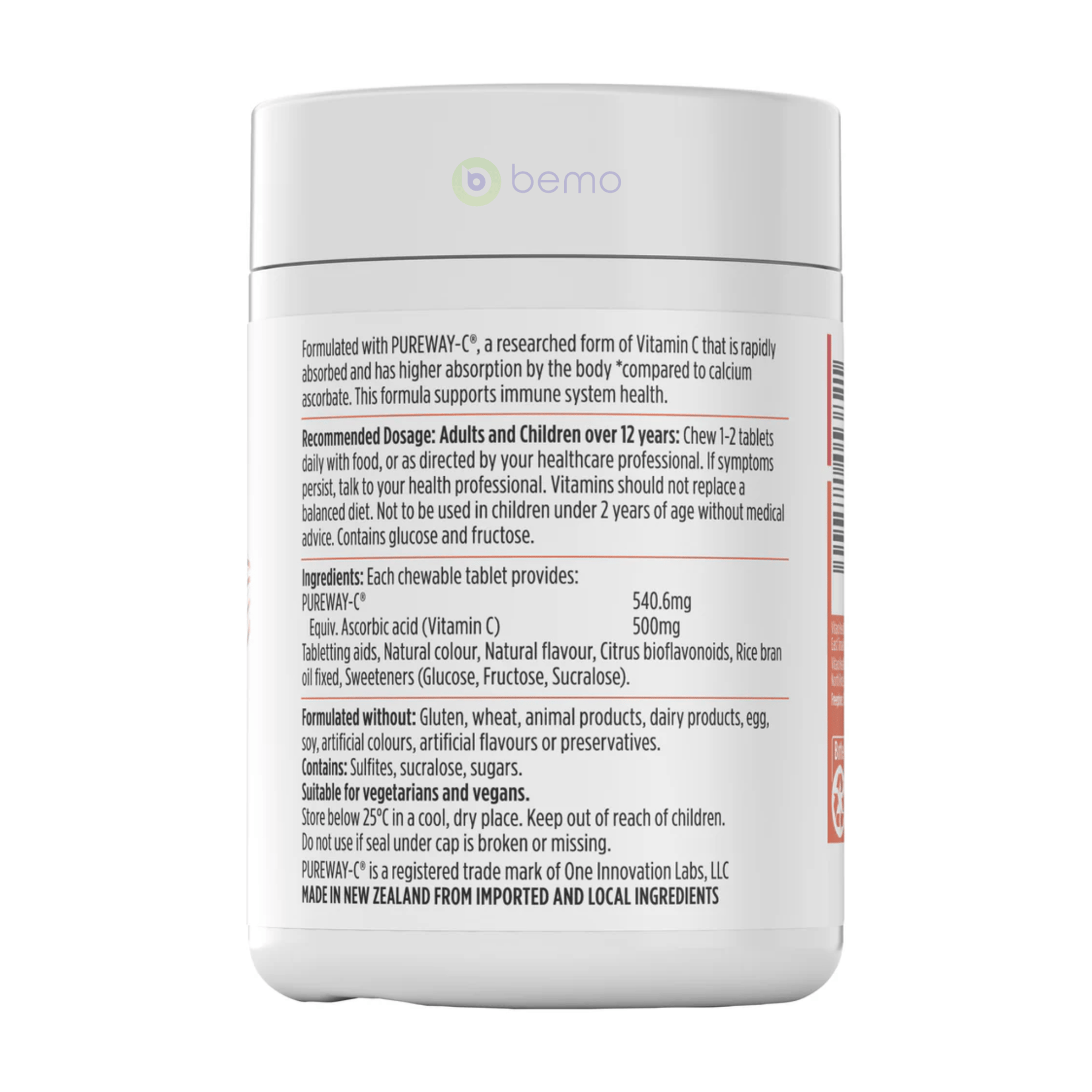 Nutra-Life, Rapid-C 500mg Chewables, 120 tabs | bemo