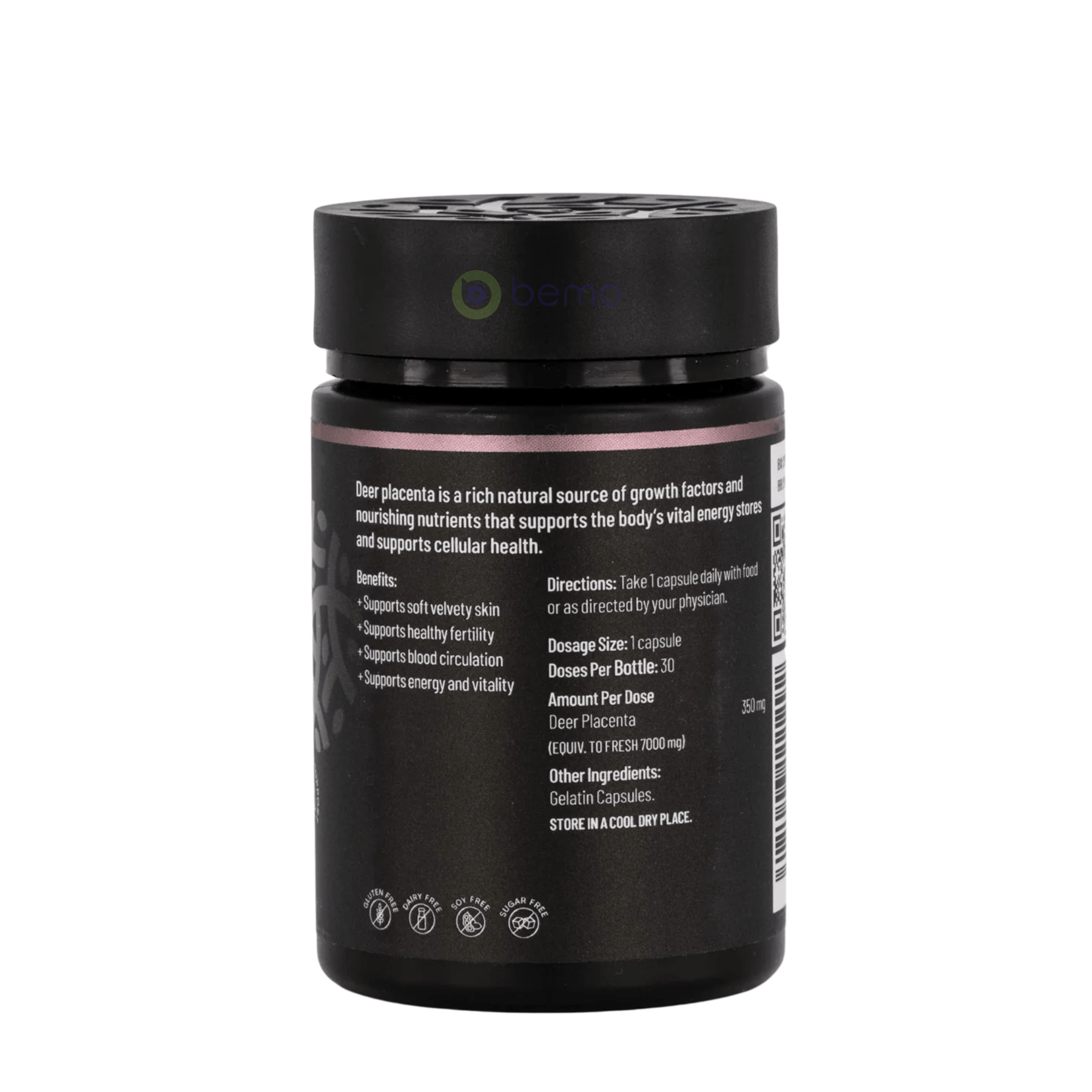 Pure Vitality, Deer Placenta, 350mg, 30 caps | bemo