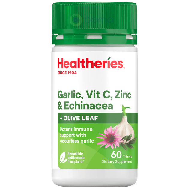 Healtheries, Immune Support Vit C & D, Zinc & Olive Leaf, 60 Capsules ...